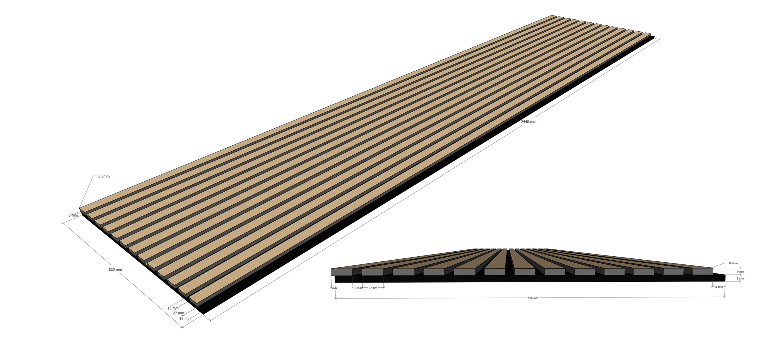 Quanti Akustikpanel 18x520x2440mm - Fibrotech